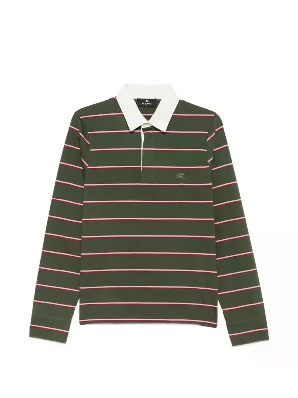 Etro Striped Long-sleeve Polo Shirt - Green