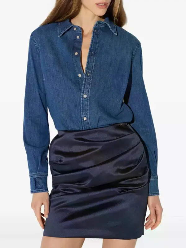 Elisabetta Franchi Denim Blouse With Embroidered Logo