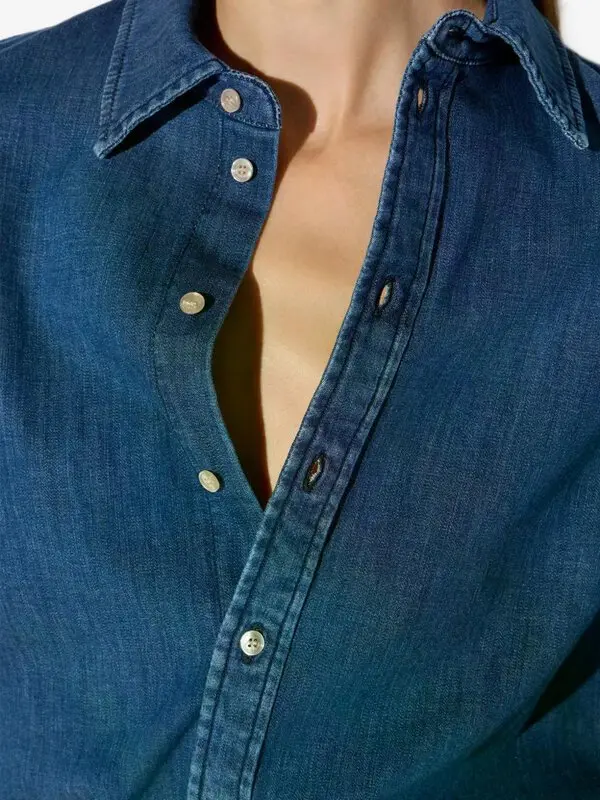 Elisabetta Franchi Denim Blouse With Embroidered Logo