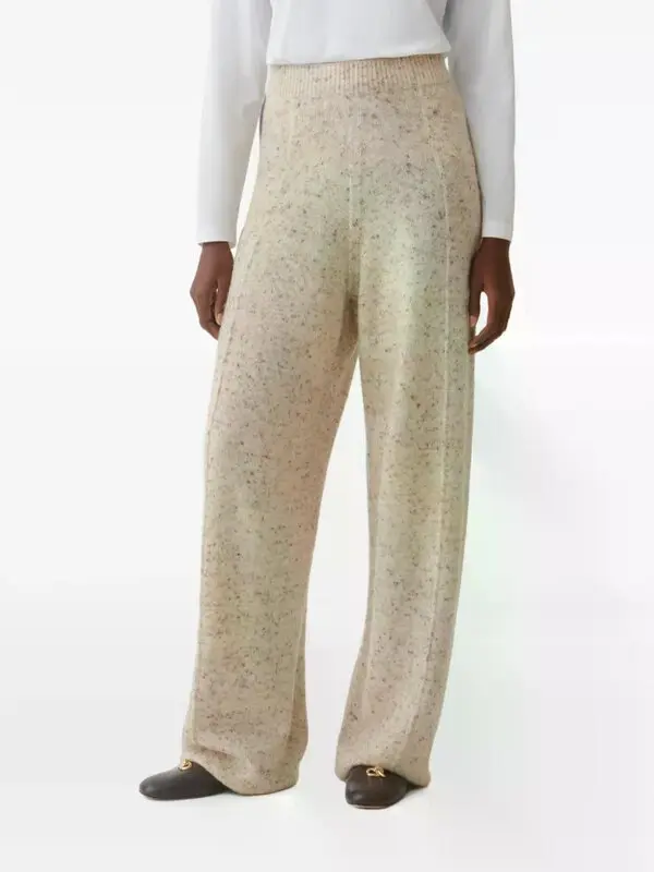 Fabiana Filippi Marl-knit Wide-leg Trousers - Neutrals