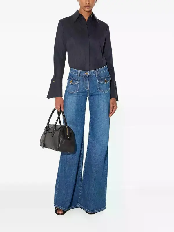 Elisabetta Franchi Striped Shirt With Oversized Cuffs - Black