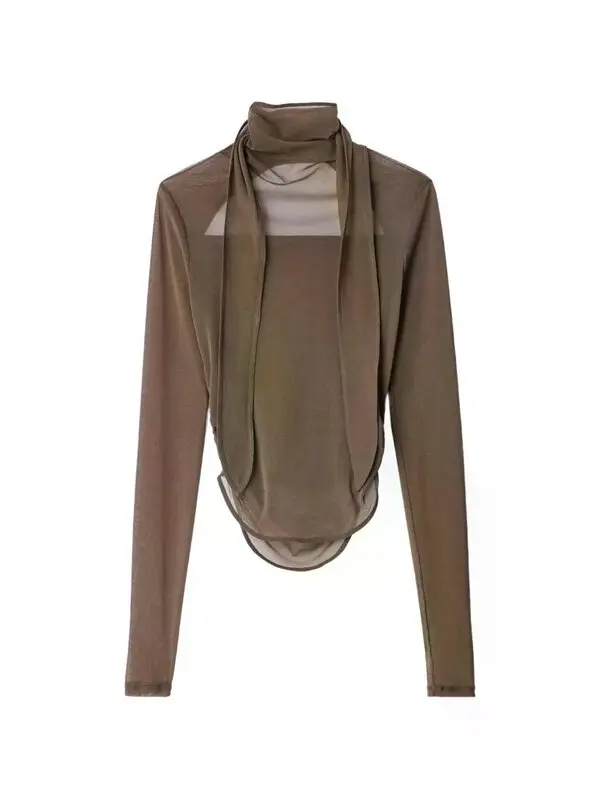 LEMAIRE Ballerina Scarf Top In Mesh Jersey - Brown