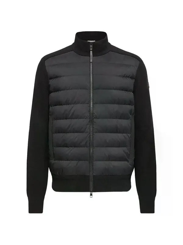 Moncler Quilted Leather-trim Cardigan