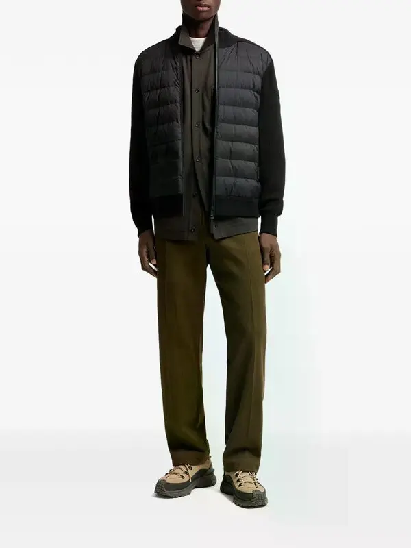 Moncler Quilted Leather-trim Cardigan