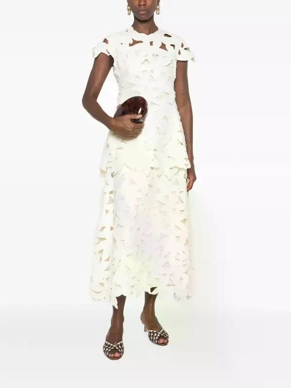 Simkhai Laser-cut Floral Pattern Midi Dress - White