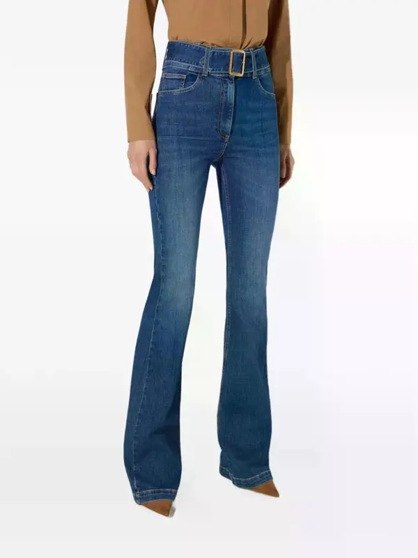 Elisabetta Franchi Boot-cut Jeans With Belt - Blue
