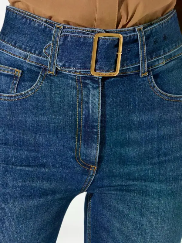 Elisabetta Franchi Boot-cut Jeans With Belt - Blue