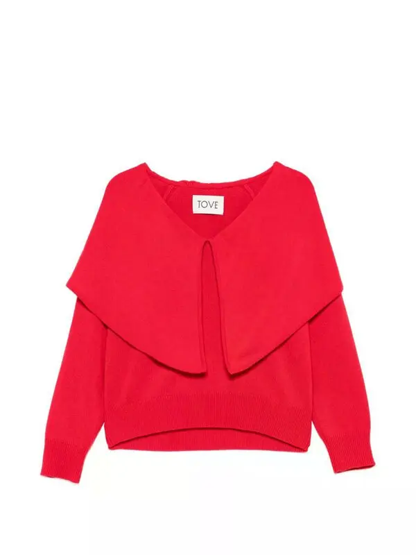 Tove Malia Draped Panel Sweater - Red