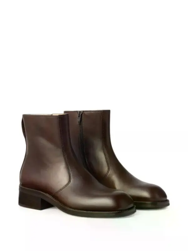 LEMAIRE Zipped Ankle Boots In Shiny Leather