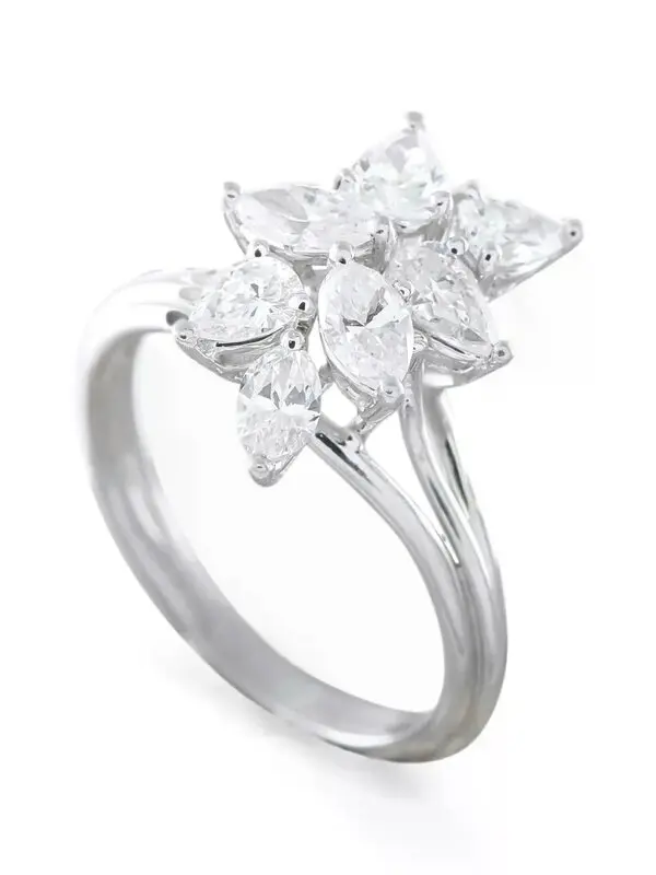 LB EXCLUSIVE Platinum Marquise-cut Diamond Cluster Cocktail Ring - Silver
