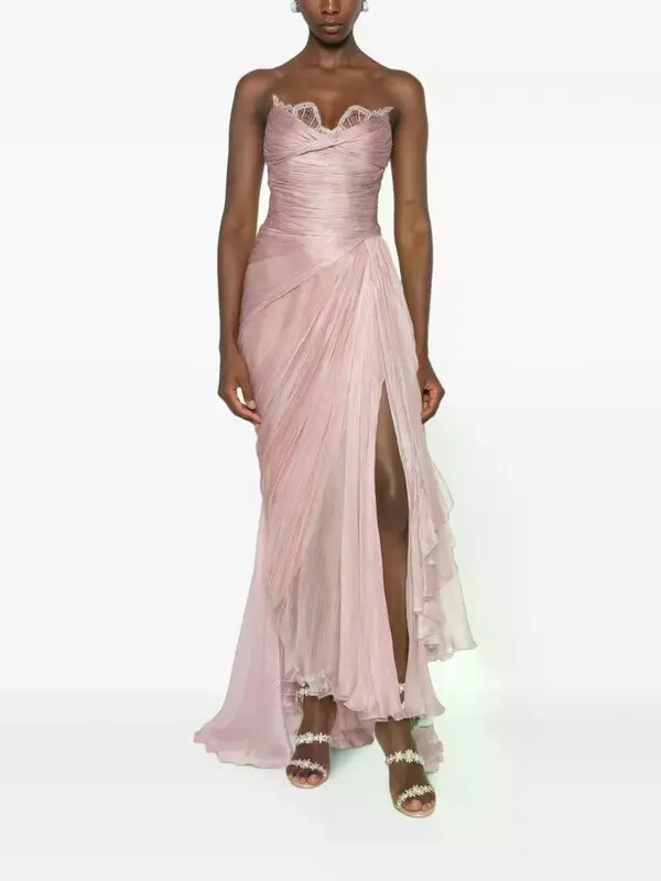 MARIA LUCIA HOHAN Jolie X Lace-trimmed Draped Maxi Dress - Pink