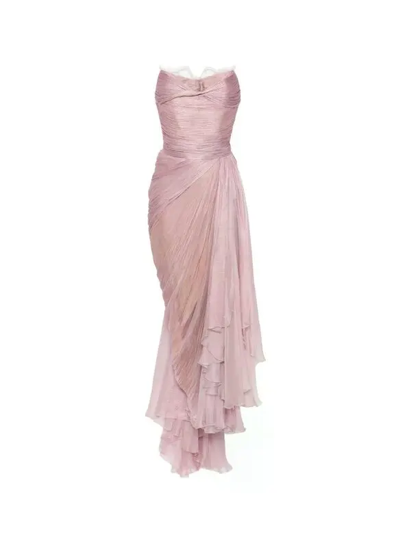 MARIA LUCIA HOHAN Lace-trimmed Draped Maxi Dress - Pink