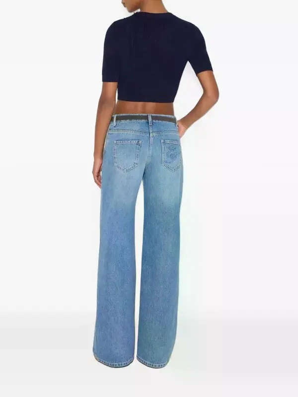 Elisabetta Franchi Palazzo Jeans With Belt - Blue