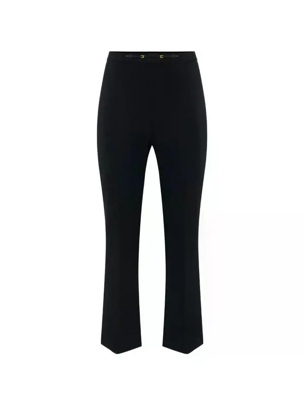 Elisabetta Franchi Trousers In Stretch Double-layer Crêpe Fabric With Jewel Detail - Black