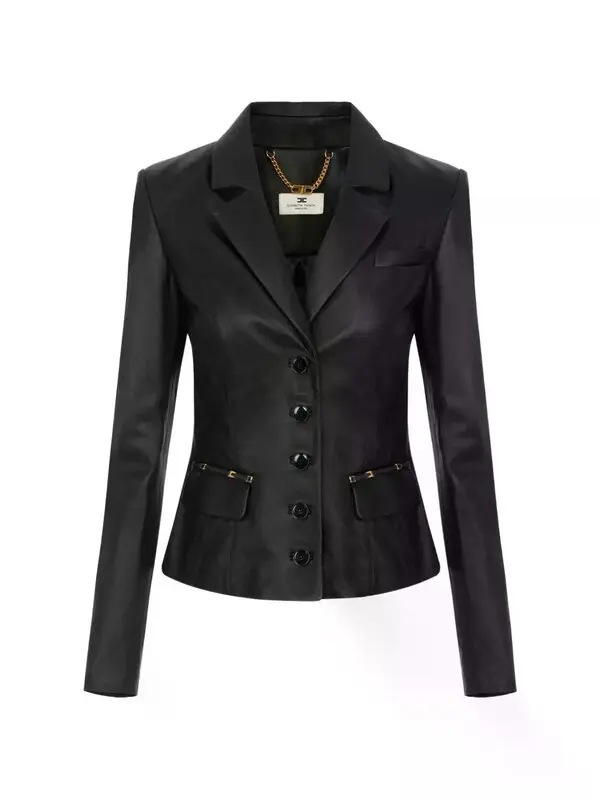 Elisabetta Franchi Leather Jacket With Logo Details