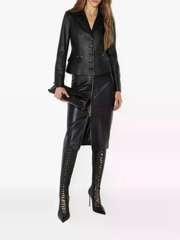 Elisabetta Franchi Leather Jacket With Logo Details