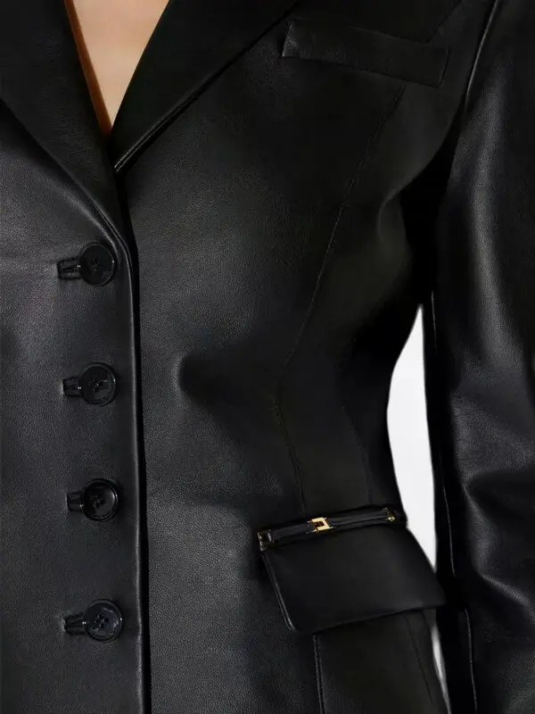 Elisabetta Franchi Leather Jacket With Logo Details