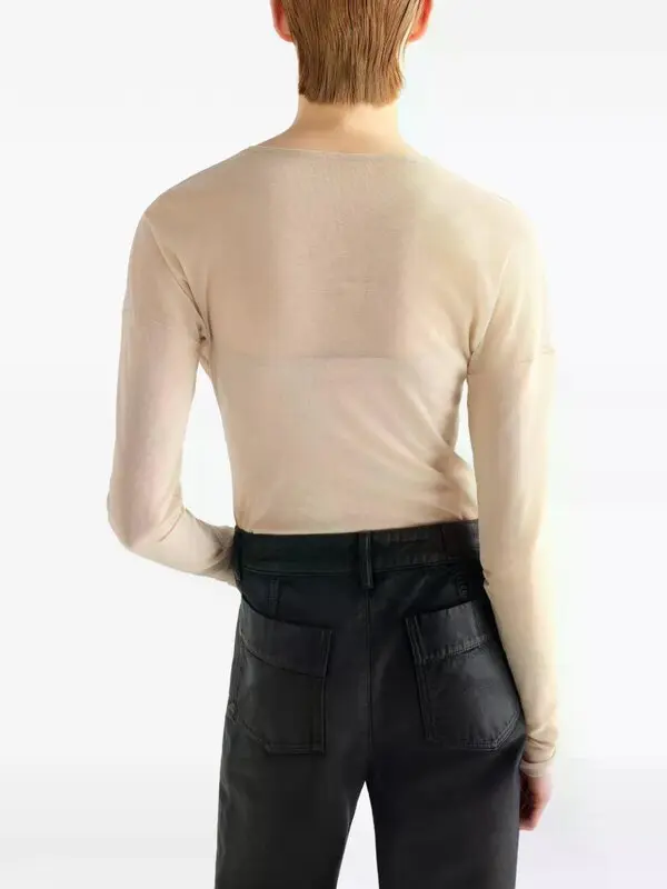 LEMAIRE Long-sleeve Ballerina-style Top In Mesh Jersey - Neutrals