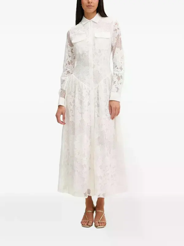 Bardot Agatha Lace-panelled Maxi Shirt Dress - White