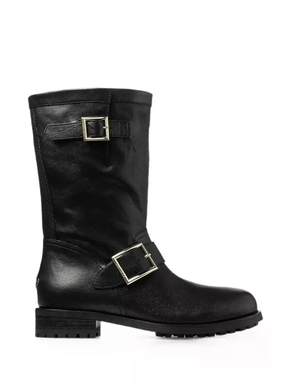 JIMMY CHOO Leather Biker Boots - Black