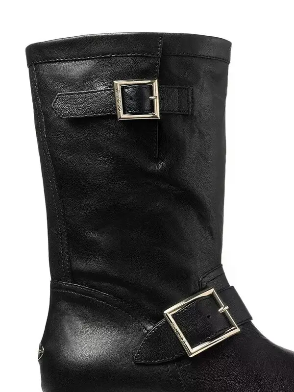 JIMMY CHOO Leather Biker Boots - Black