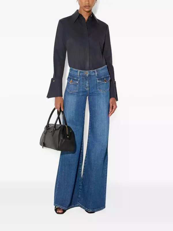 Elisabetta Franchi Denim Bell-bottom Jeans - Blue
