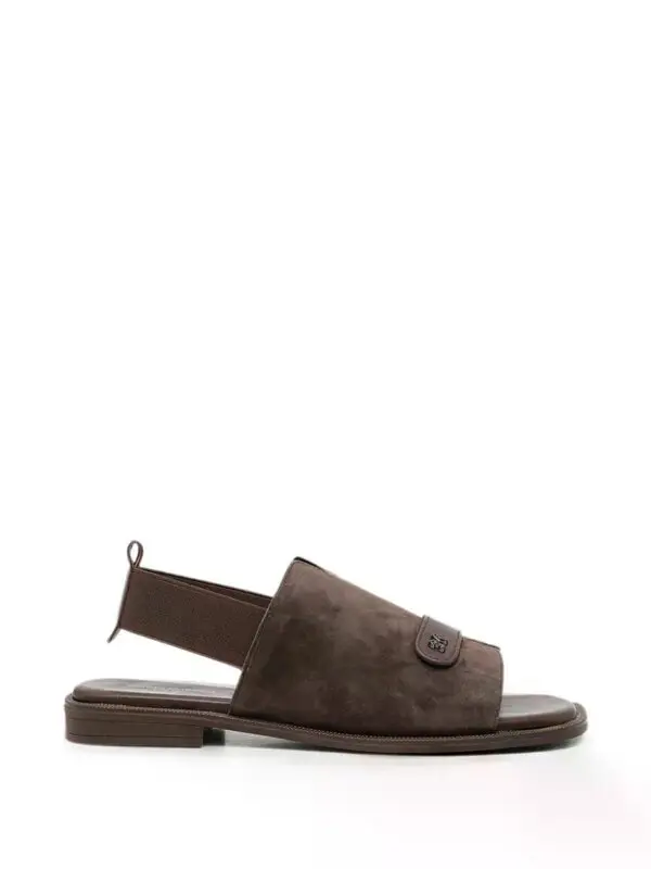 SERGIO MORETTI FIRENZE Logo-plaque Slingback Sandals - Brown