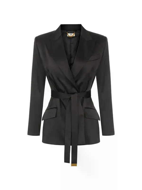 Elisabetta Franchi Stretch Satin Jacket With Belt