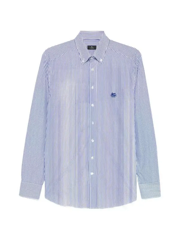 Etro Striped Logo-embroidered Shirt - White