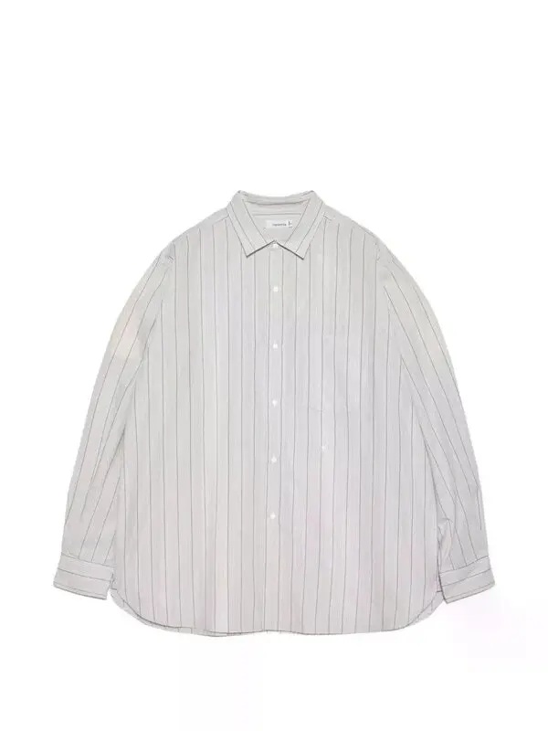 Nanamica Stripe-print Regular-collar Shirt - Neutrals