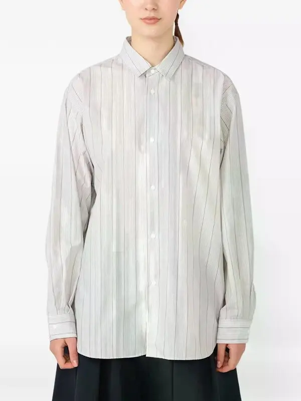Nanamica Stripe-print Regular-collar Shirt - Neutrals