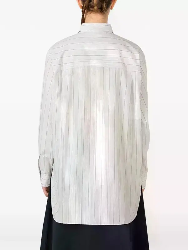 Nanamica Stripe-print Regular-collar Shirt - Neutrals