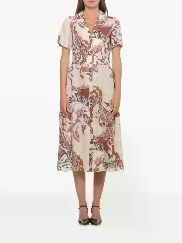 Marella Printed Belted Midi Dress