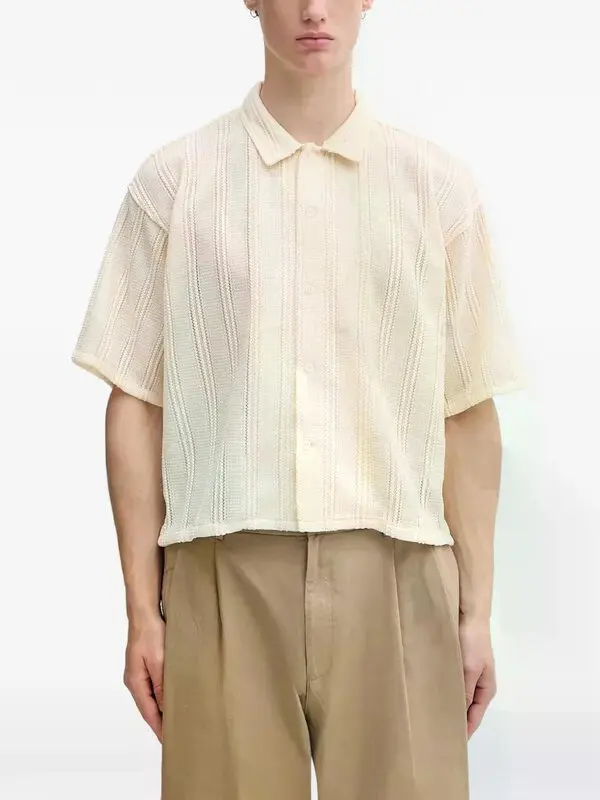 BEAMS Stripe-knit Short-sleeved Shirt