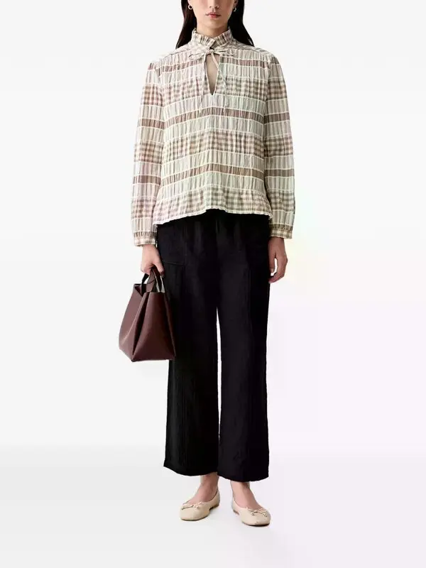 Barbour Hinton Gingham-pattern Ruffled-effect Blouse