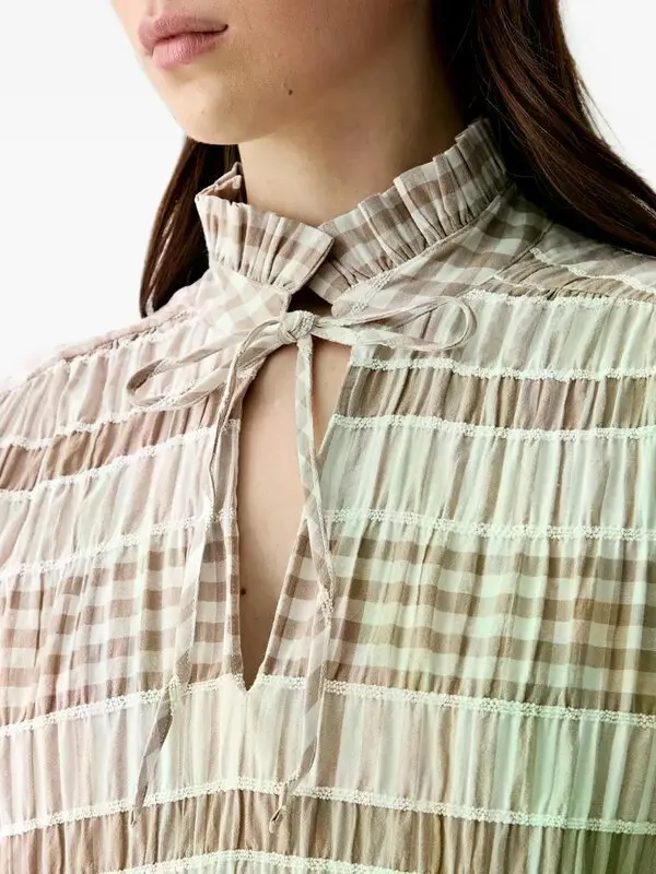 Barbour Hinton Gingham-pattern Ruffled-effect Blouse
