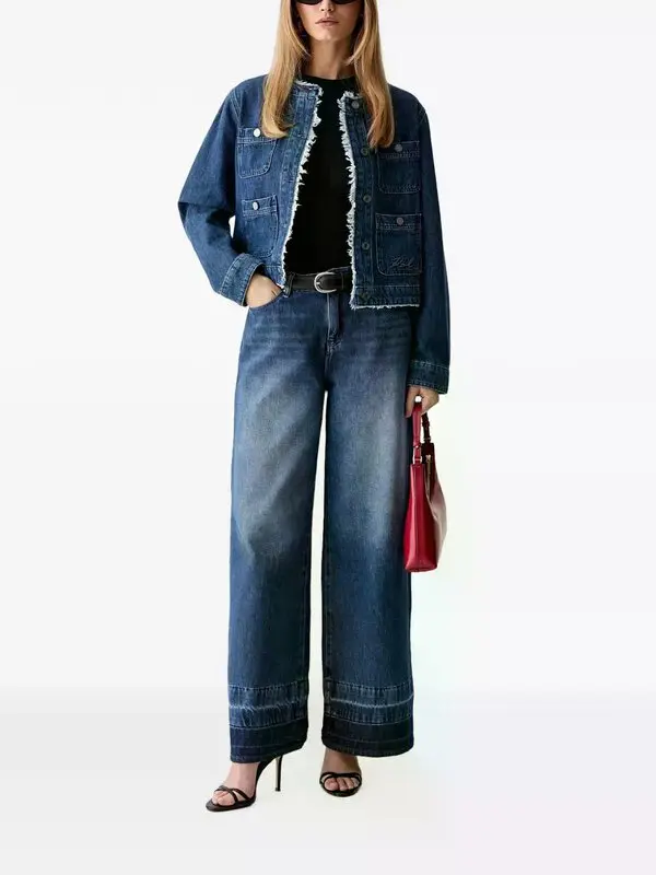 Karl Lagerfeld Faded Wide-leg Jeans