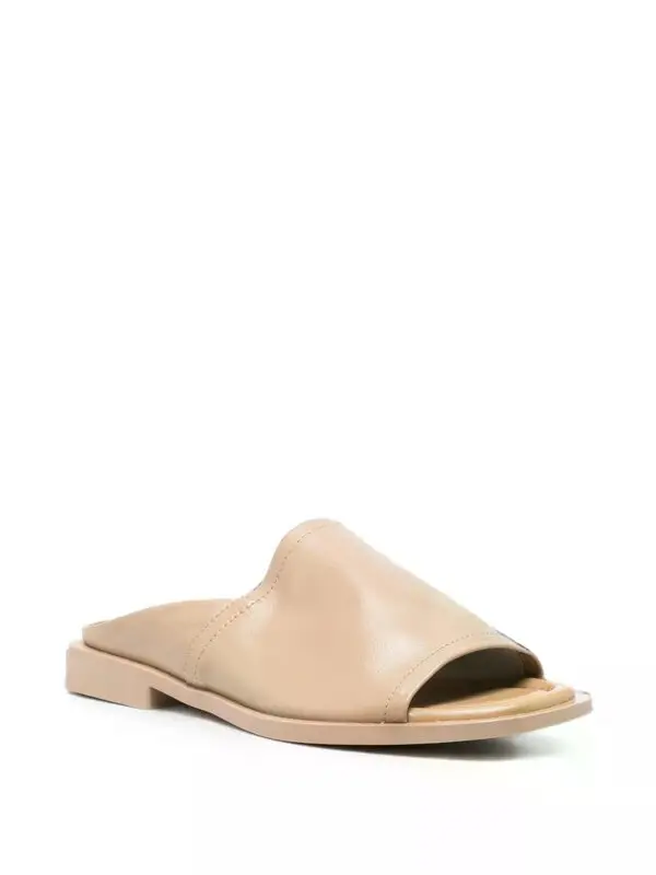 SERGIO MORETTI FIRENZE Open Toe Leather Flat Sandals