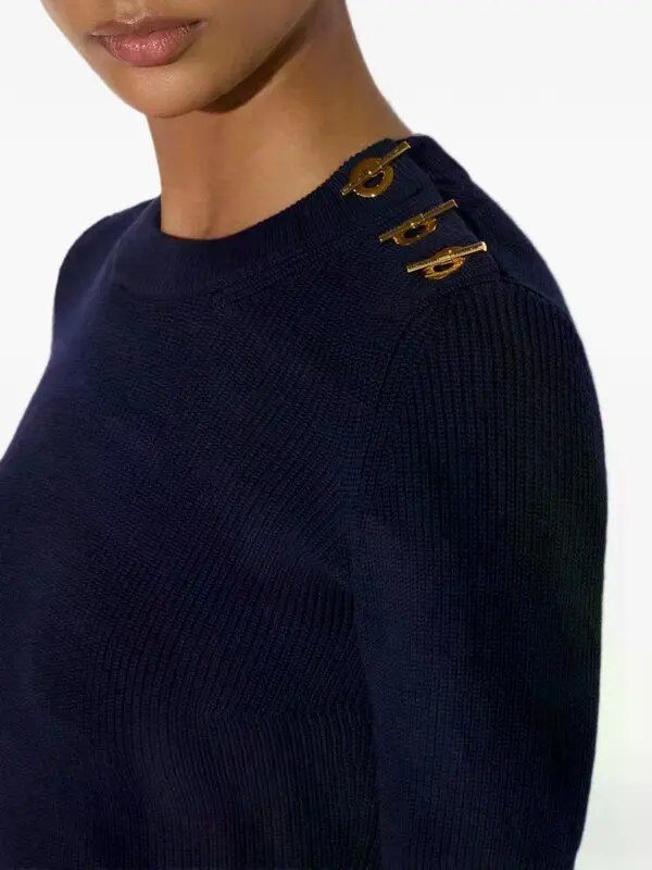 Elisabetta Franchi Knit Top With Jewel Details - Blue