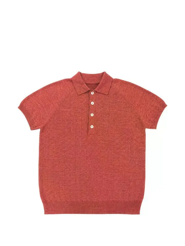 GRAN SASSO Pointelle-knit Raglan-sleeve Polo Shirt - Red
