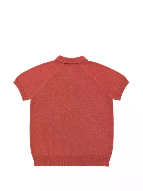 GRAN SASSO Pointelle Knit Raglan Sleeve Polo Shirt