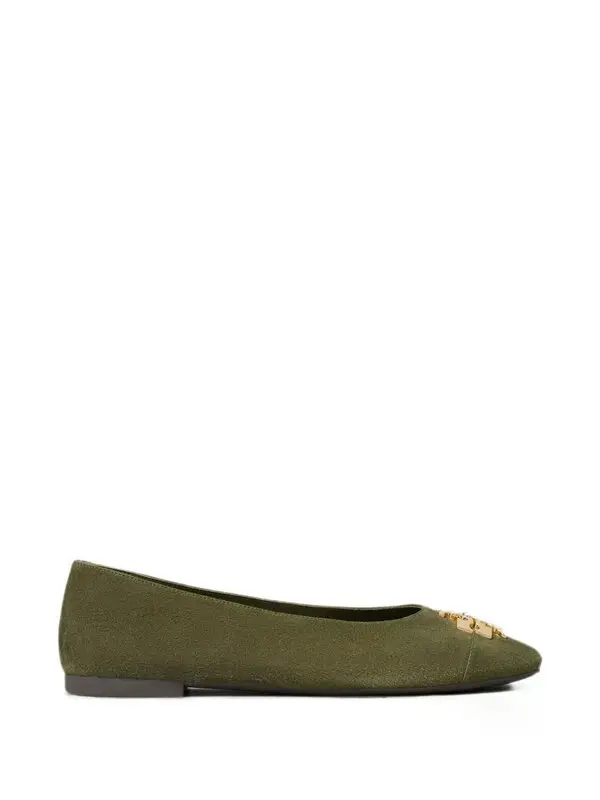 Tory Burch Charlie Logo-plaque Ballet Flats - Green
