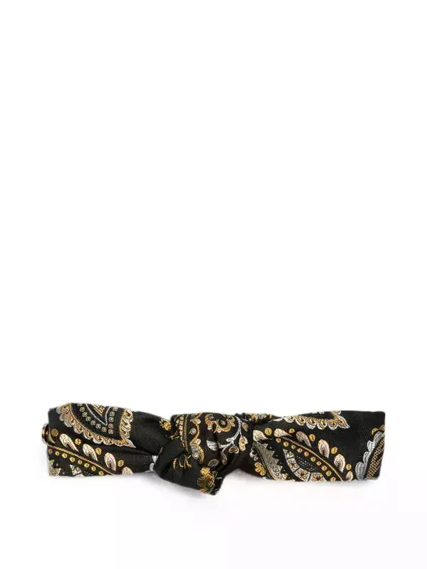 Etro Paisley-print Knotted Headband - Black