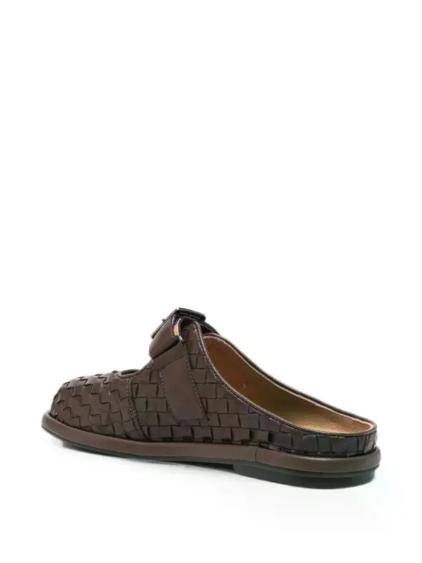 SERGIO MORETTI FIRENZE Woven Leather Buckle Slippers - Brown