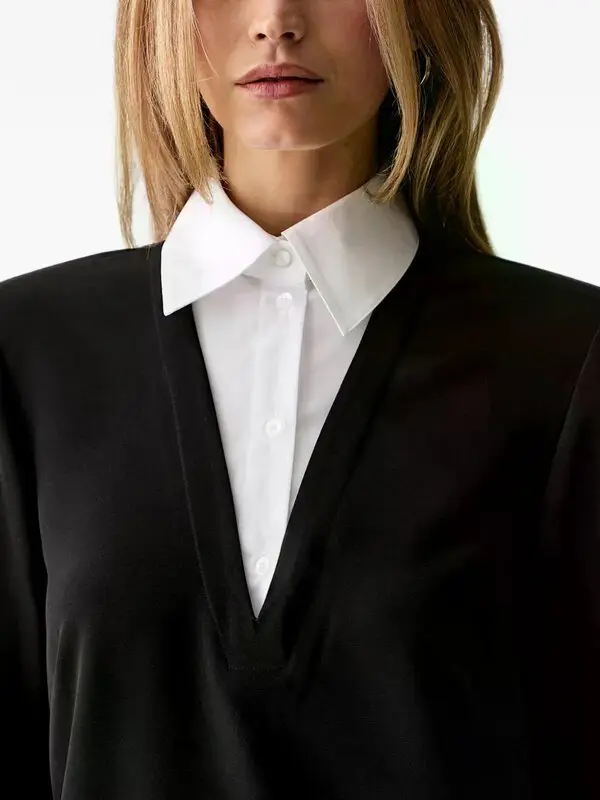 Karl Lagerfeld Contrast Collar V-neck Mini Dress