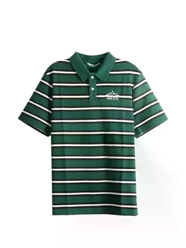 MALBON Fairway Bass Club Striped Short-sleeve Polo Shirt - Green