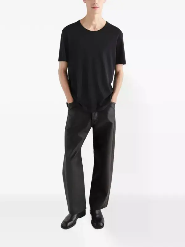 LEMAIRE Scoop-neck T-shirt In Ribbed Jersey - Black