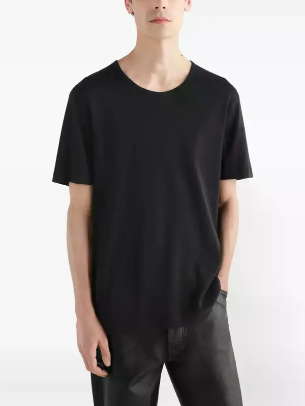 LEMAIRE Scoop-neck T-shirt In Ribbed Jersey - Black