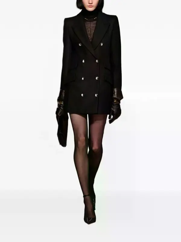 Elisabetta Franchi Double-breasted Crêpe Coat - Black