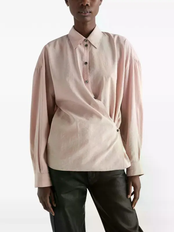 LEMAIRE Lemiare Straight Collar Twisted Shirt In Dry Silk - Pink